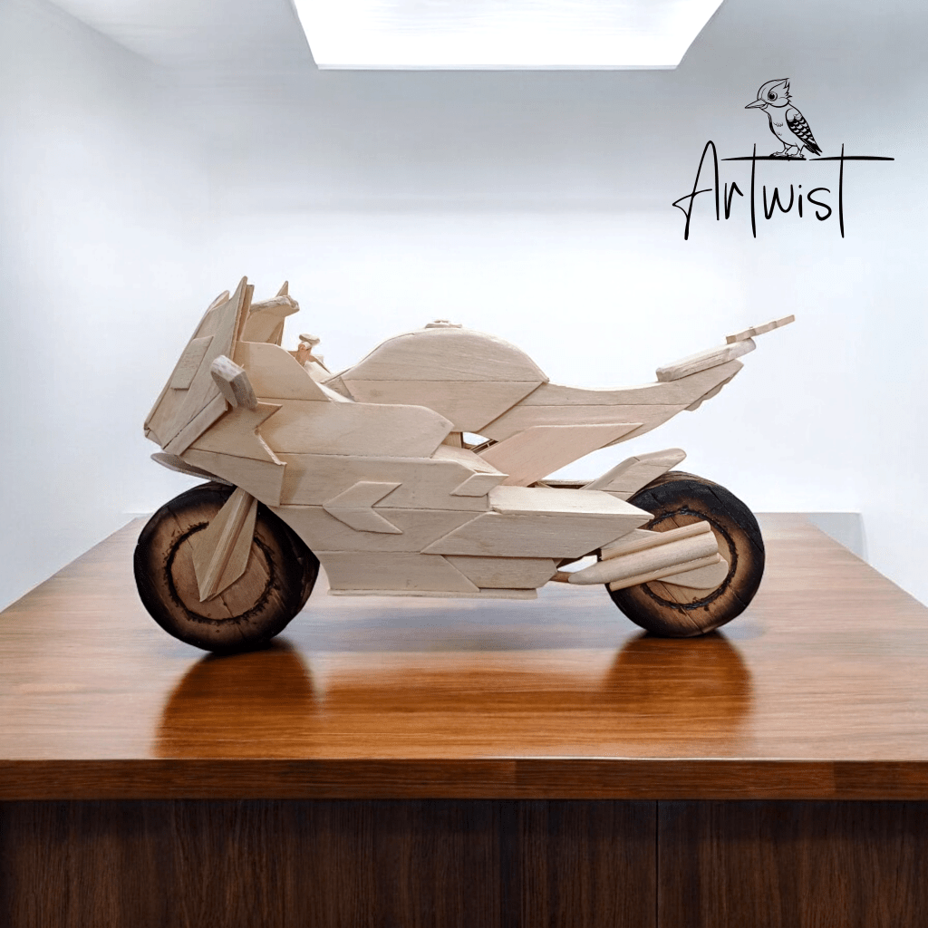 Handcrafted Popsicle Stick Superbike Model - Artwist by Sudeep | Human ...